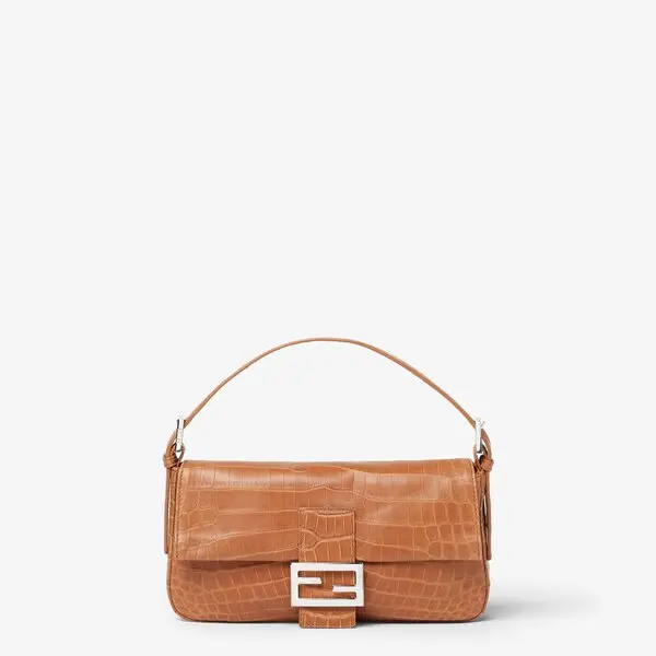 Fendi Baguette® 26424 Camel-color Brushed Crocodile Leather Bag - [beige]